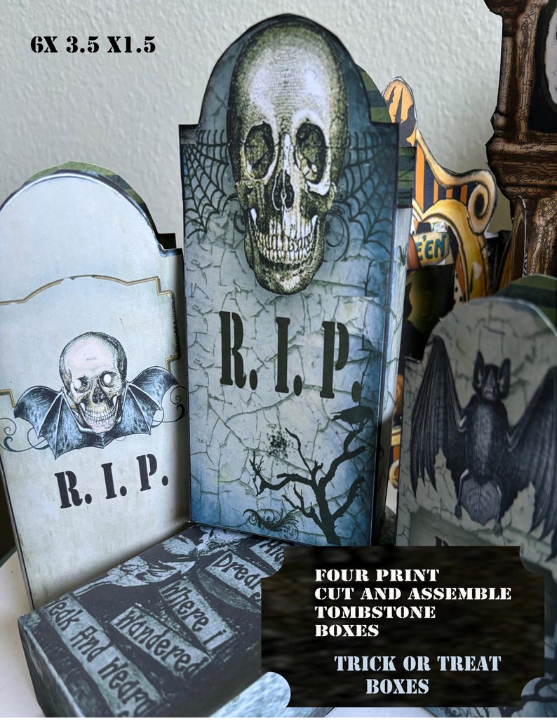 Printable Tombstone Candy Holder: Halloween DIY 3D Craft (JPEG ...