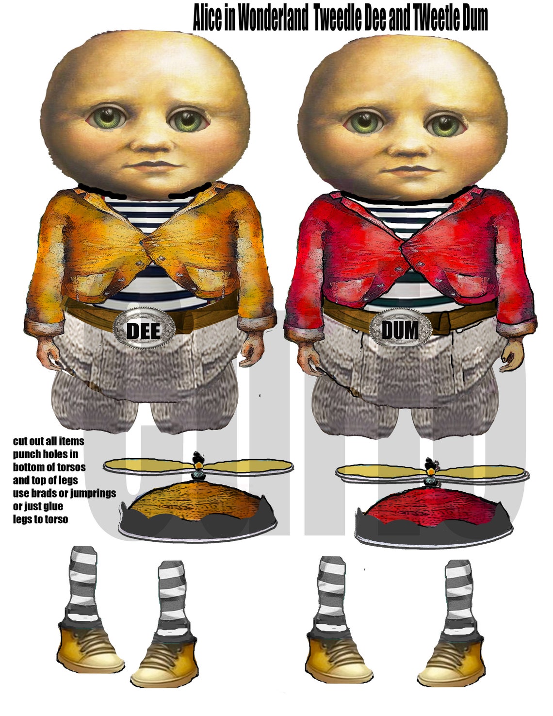 Printable Alice in Wonderland Paper Dolls Tweedle Dee and Tweedle Dum ...
