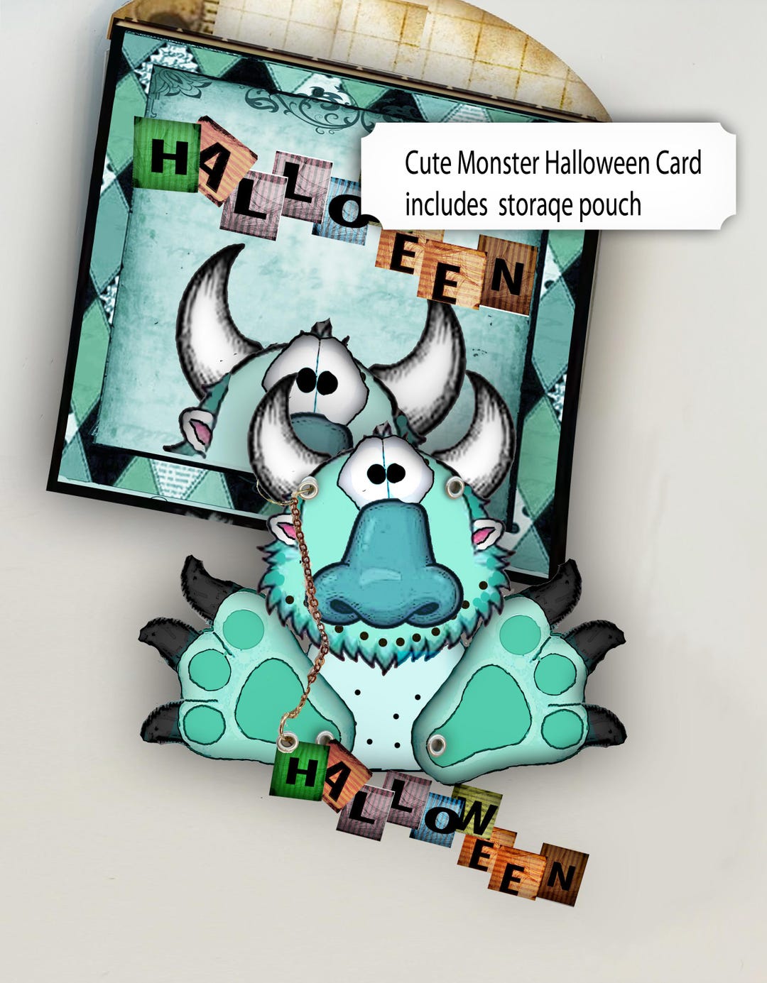 Halloween Printable Articulated Monster Card: Whimsical DIY Craft (JPEG ...