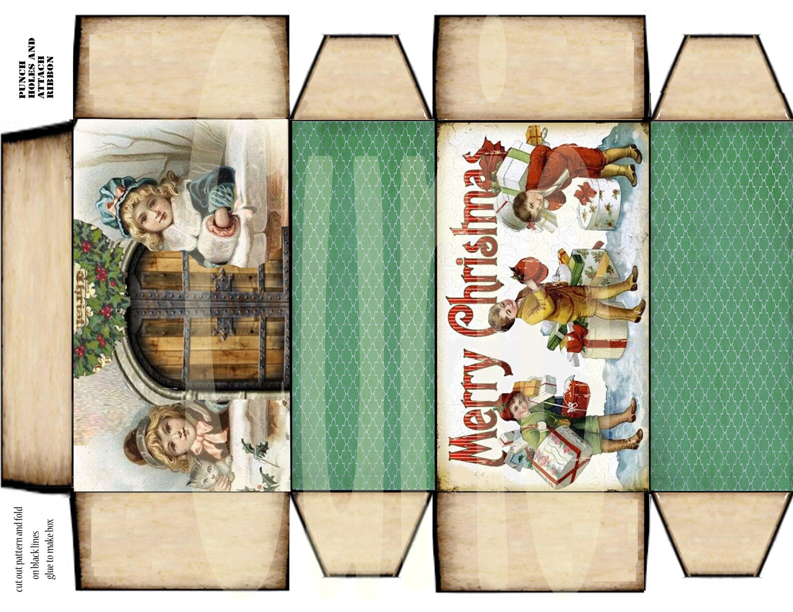 Victorian Christmas Treat Boxes: Printable Small Gift Boxes (5x3x2 Inch ...