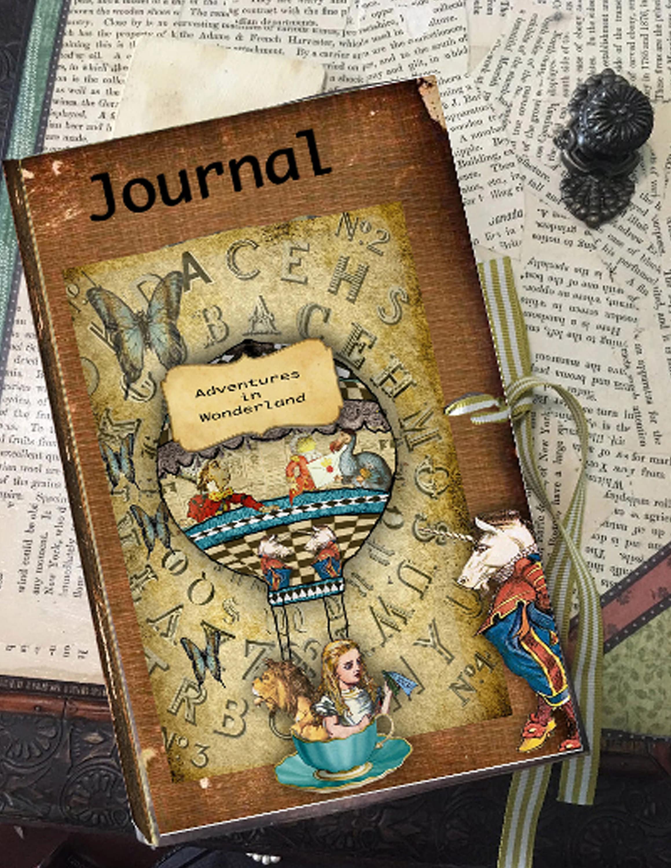 Alice in Wonderland Printable Mini Journal Whimsical Papers Ephemera ...