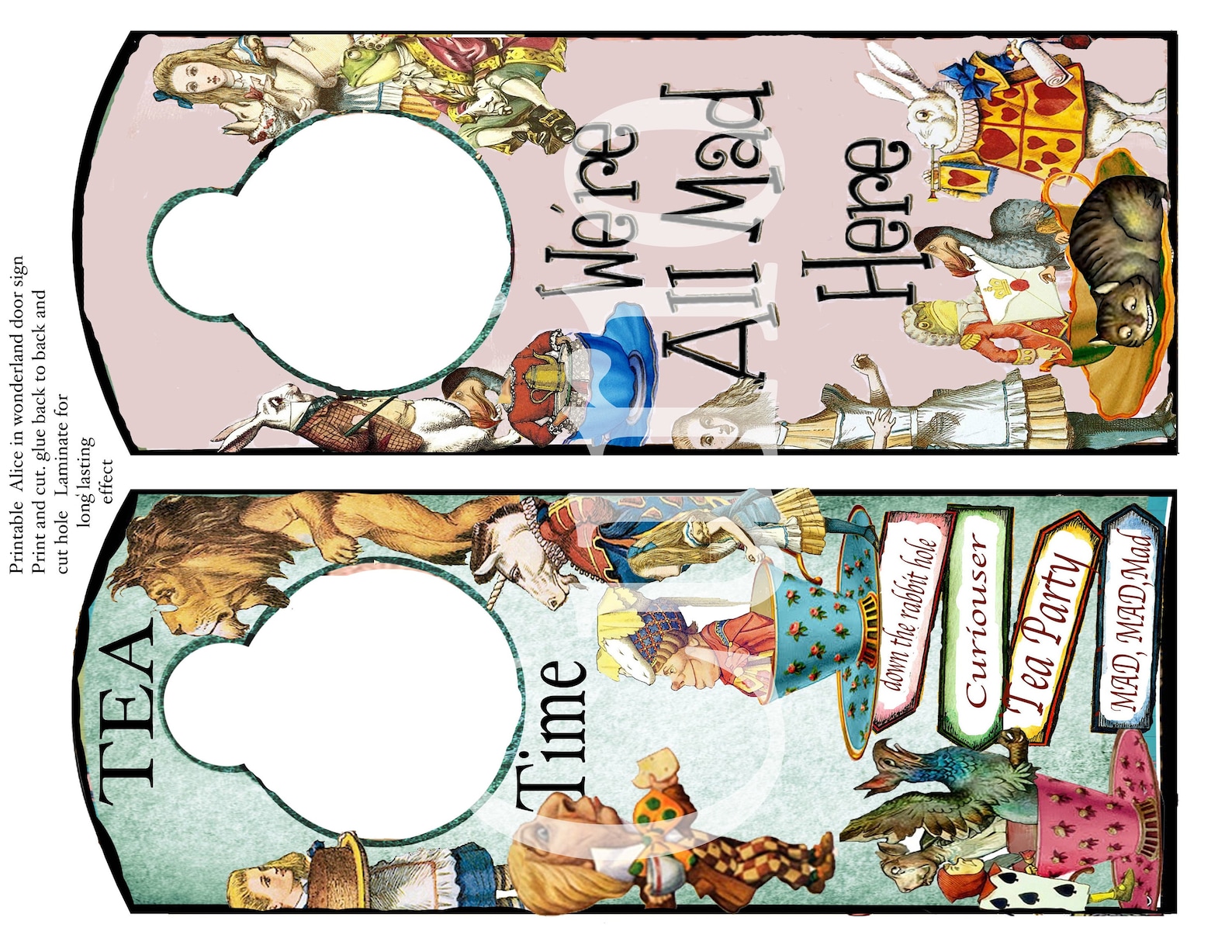 Alice in Wonderland Door Hanger: DIY Craft Project (PDF & JPEG) - Etsy