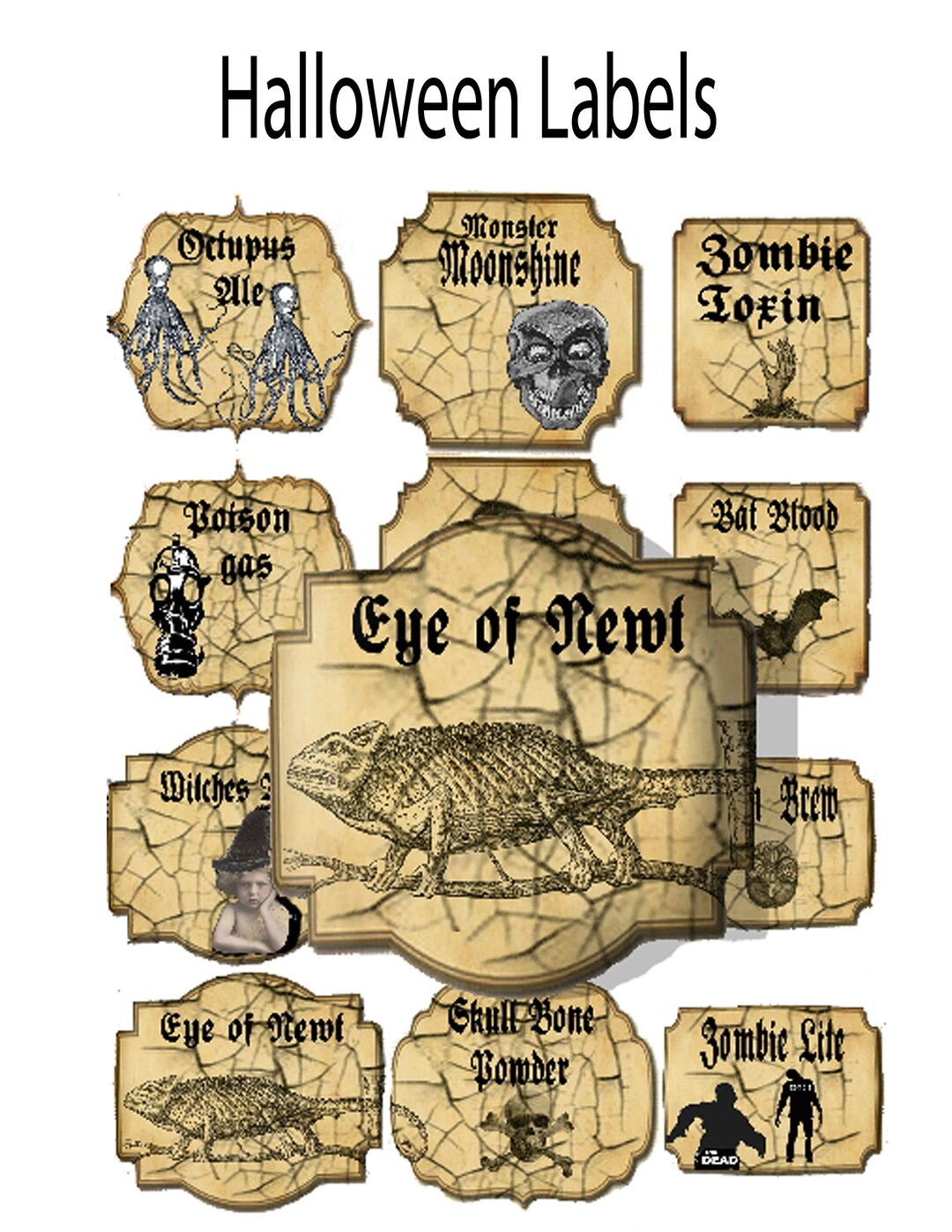 Printable Gothic Labels for Halloween Bottles and Apothecary Jars ...