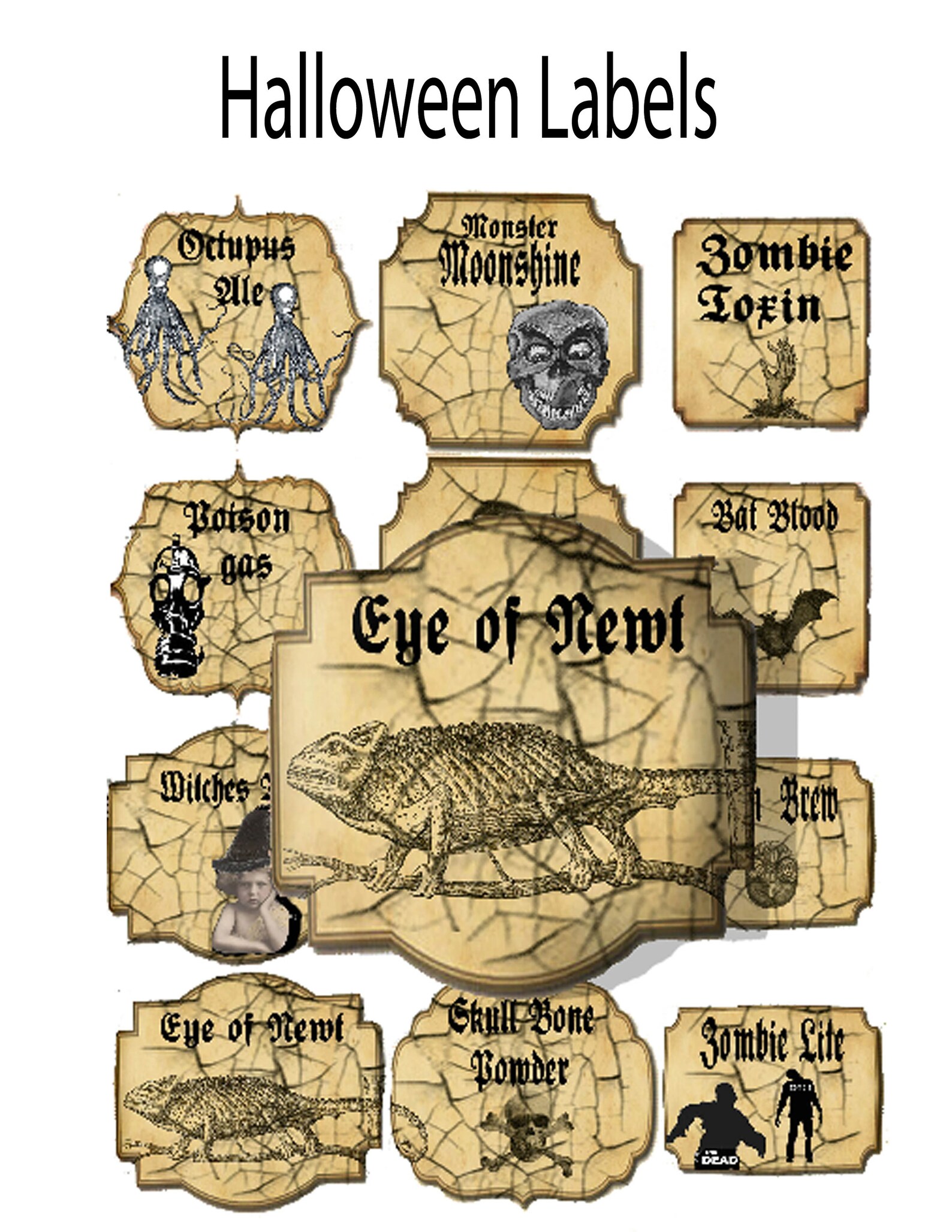 Printable Gothic Labels for Halloween Bottles and Apothecary Jars ...