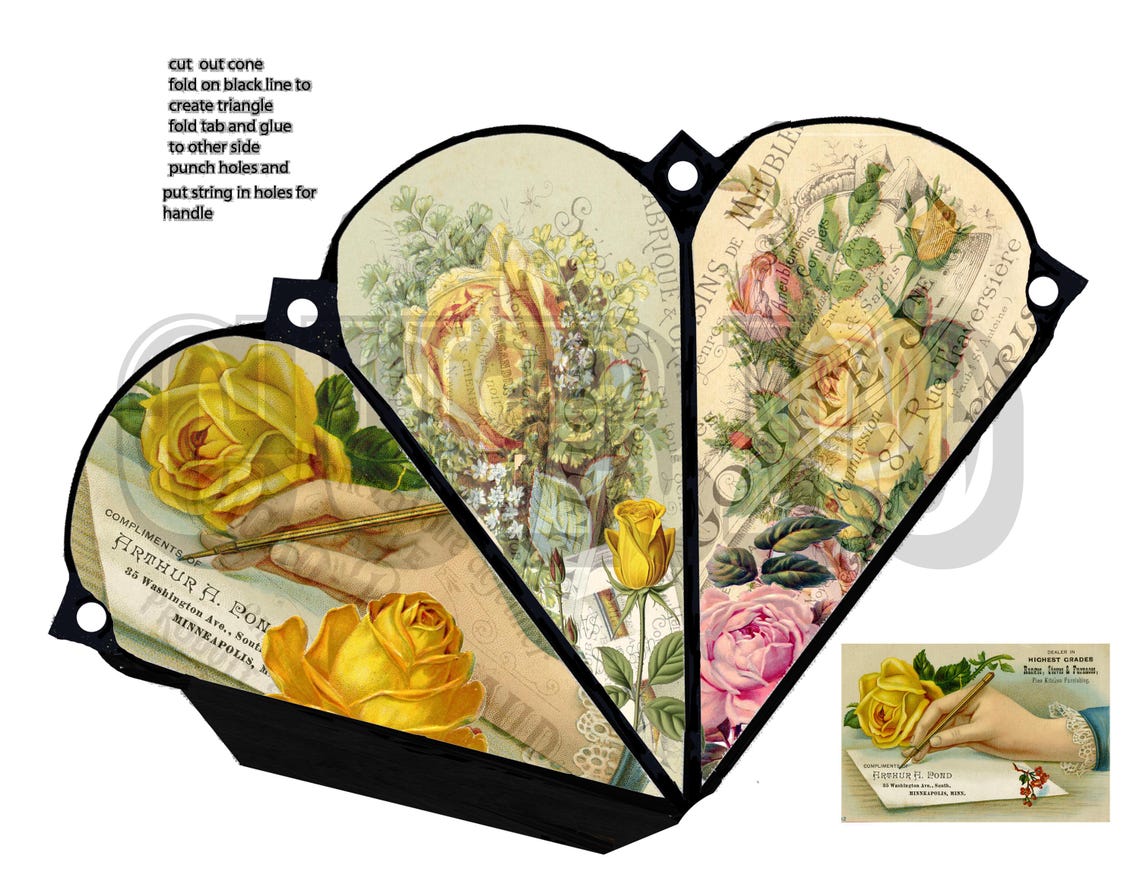 Printable Victorian Flower Overlays Cones: Two Party Decor With ...