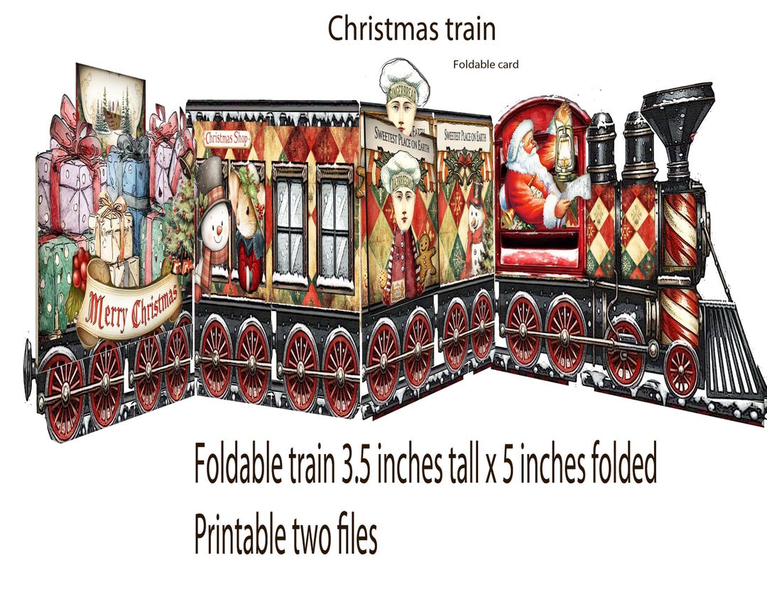 Printable Christmas Train Clip Art With Pockets, Ephemera 4x5 Inches ...