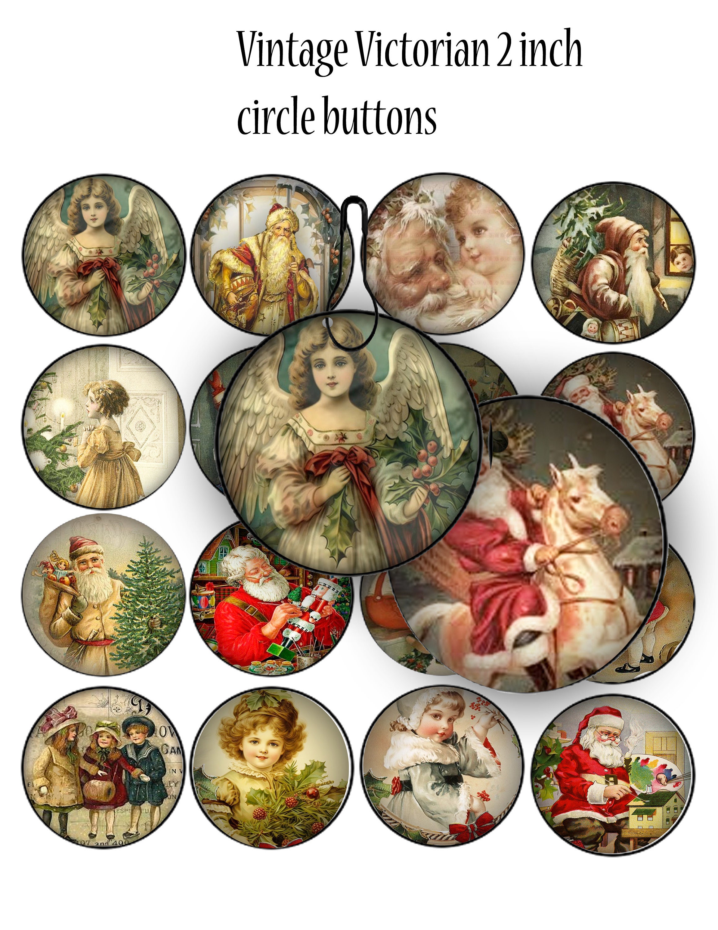 Printable Vintage Victorian Christmas Circles 2inch Diameter 32 ...