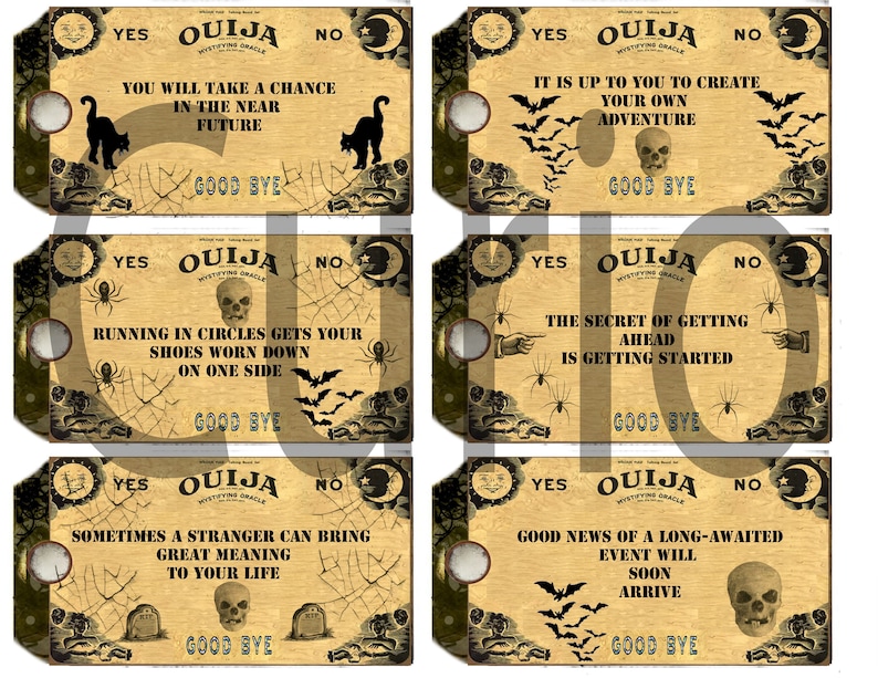 Ouija Board Fortune Tags Printable Gothic Halloween Tags - Etsy