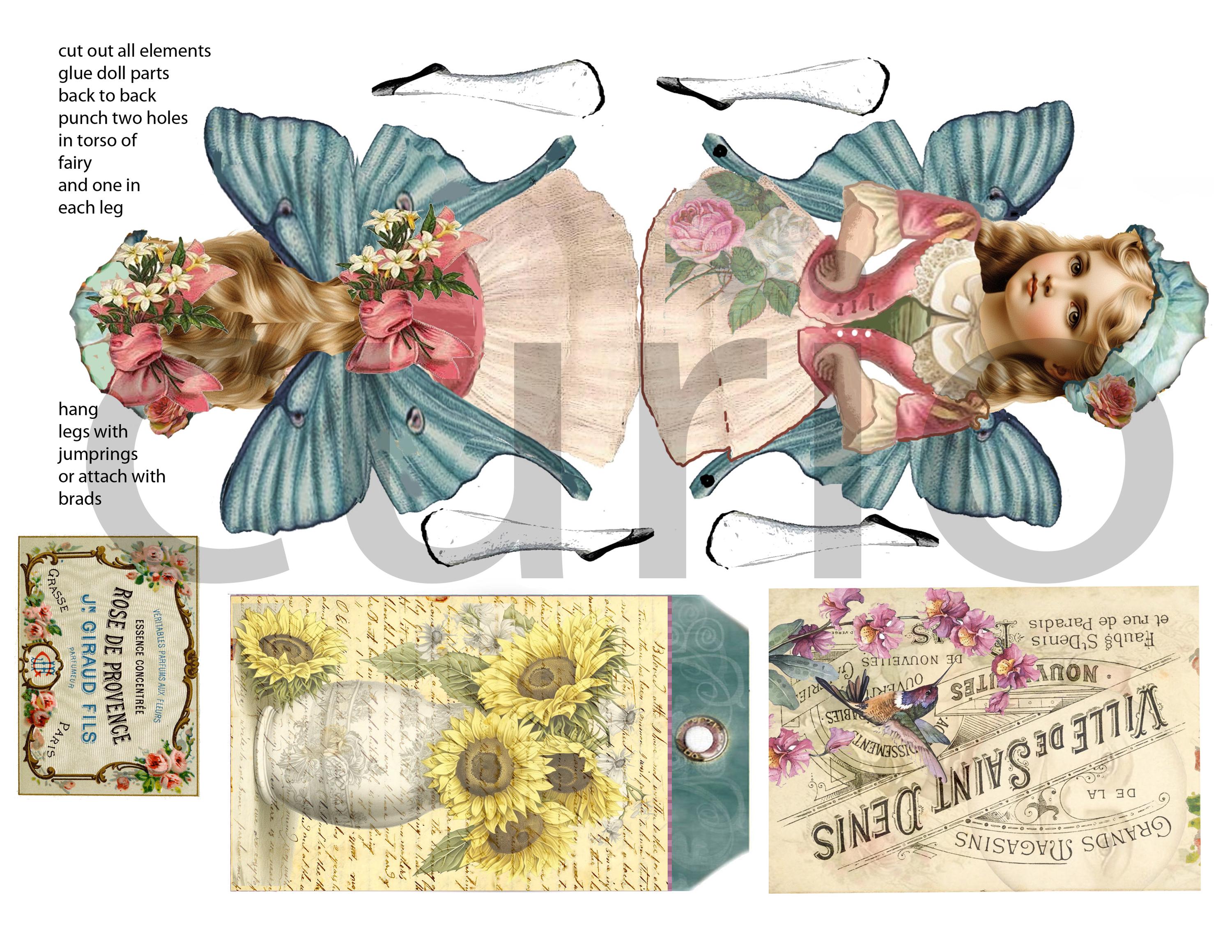Printable Flower Fairy Tag Setwith Paper Doll: Whimsical Pocket ...