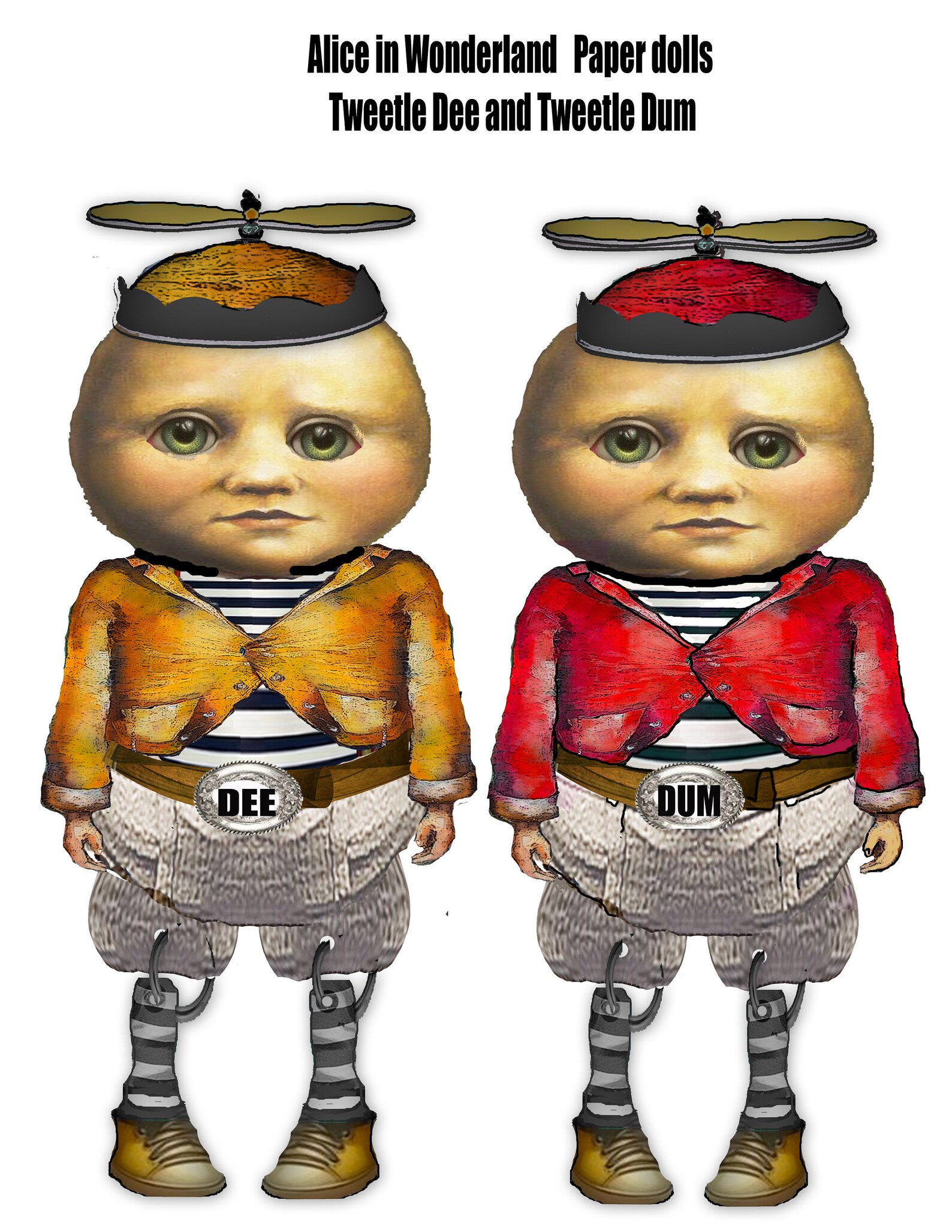 Printable Alice in Wonderland Paper Dolls Tweedle Dee and Tweedle Dum ...