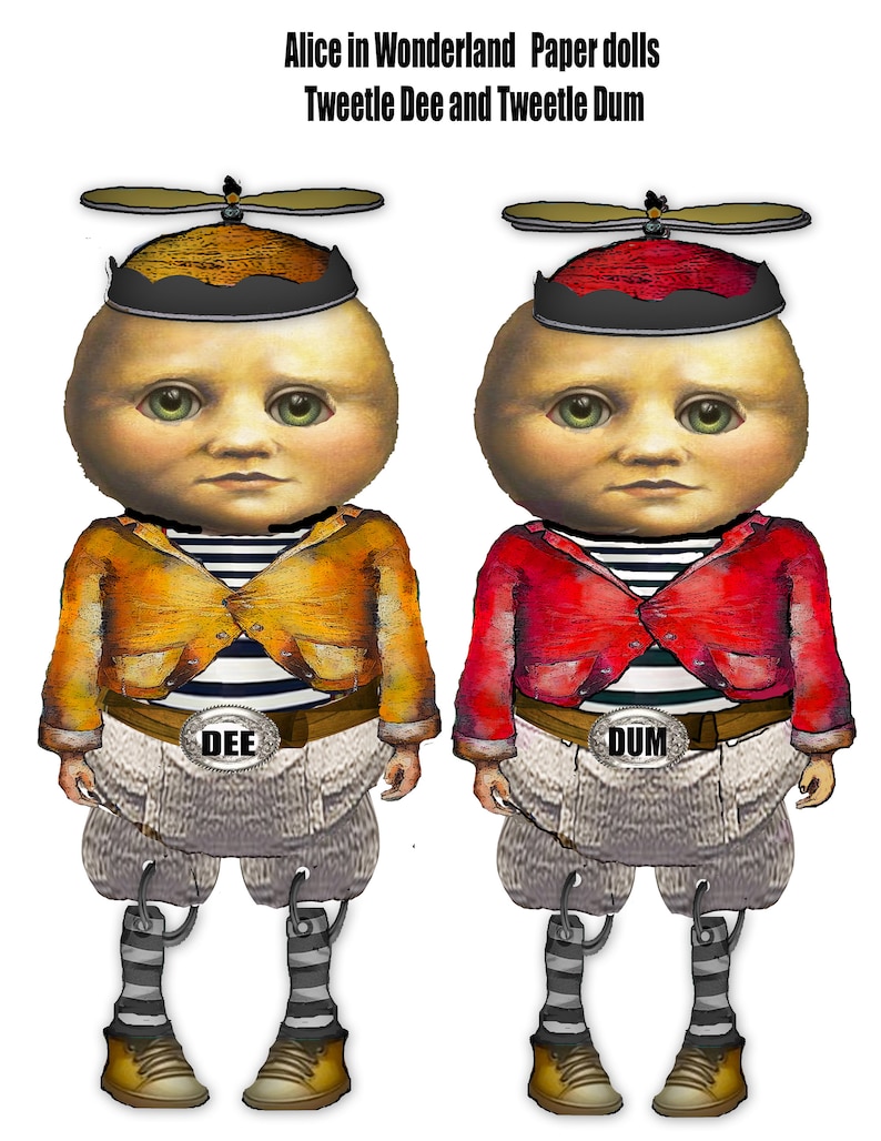 Printable Alice in Wonderland Paper Dolls Tweedle Dee and Tweedle Dum ...