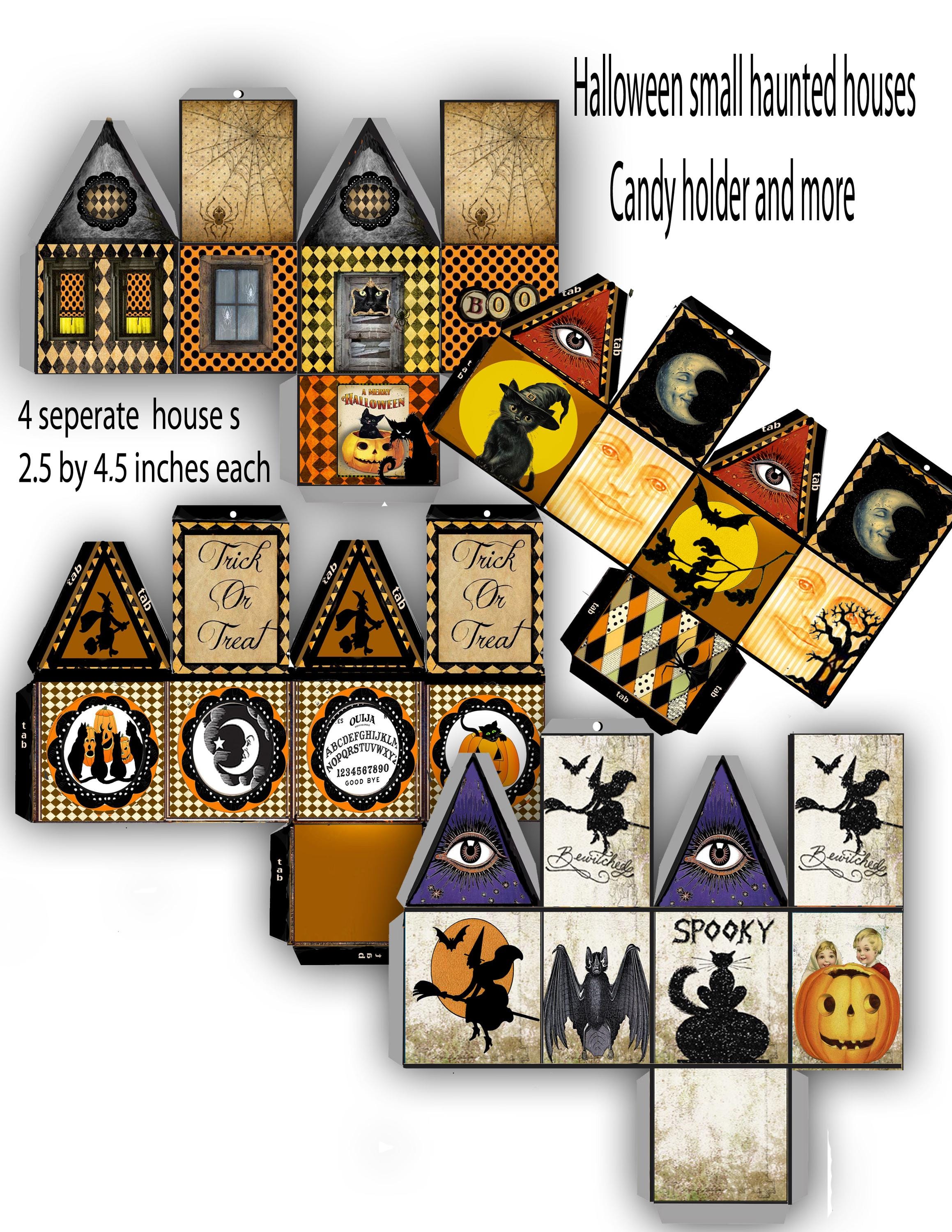 Printable Halloween Haunted House: Candy Holder Decor (4 Designs) (JPEG ...