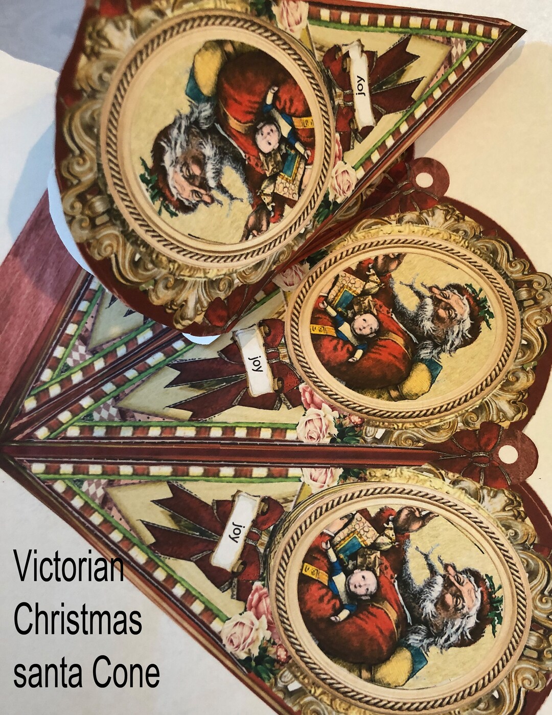 Printable Victorian Christmas Santa Cone Ornaments (PDF) Christmas ...