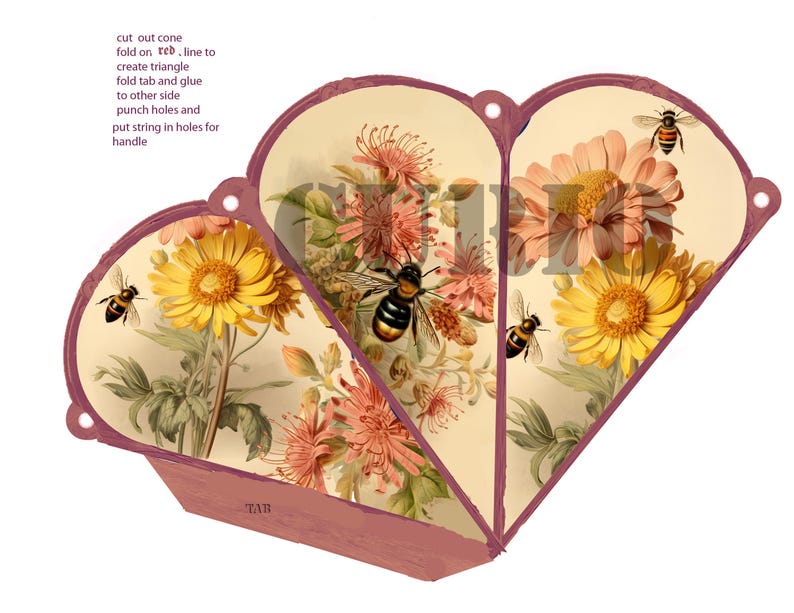 Printable Victorian Botanical Cones Gifts for Candies Rich Victorian ...