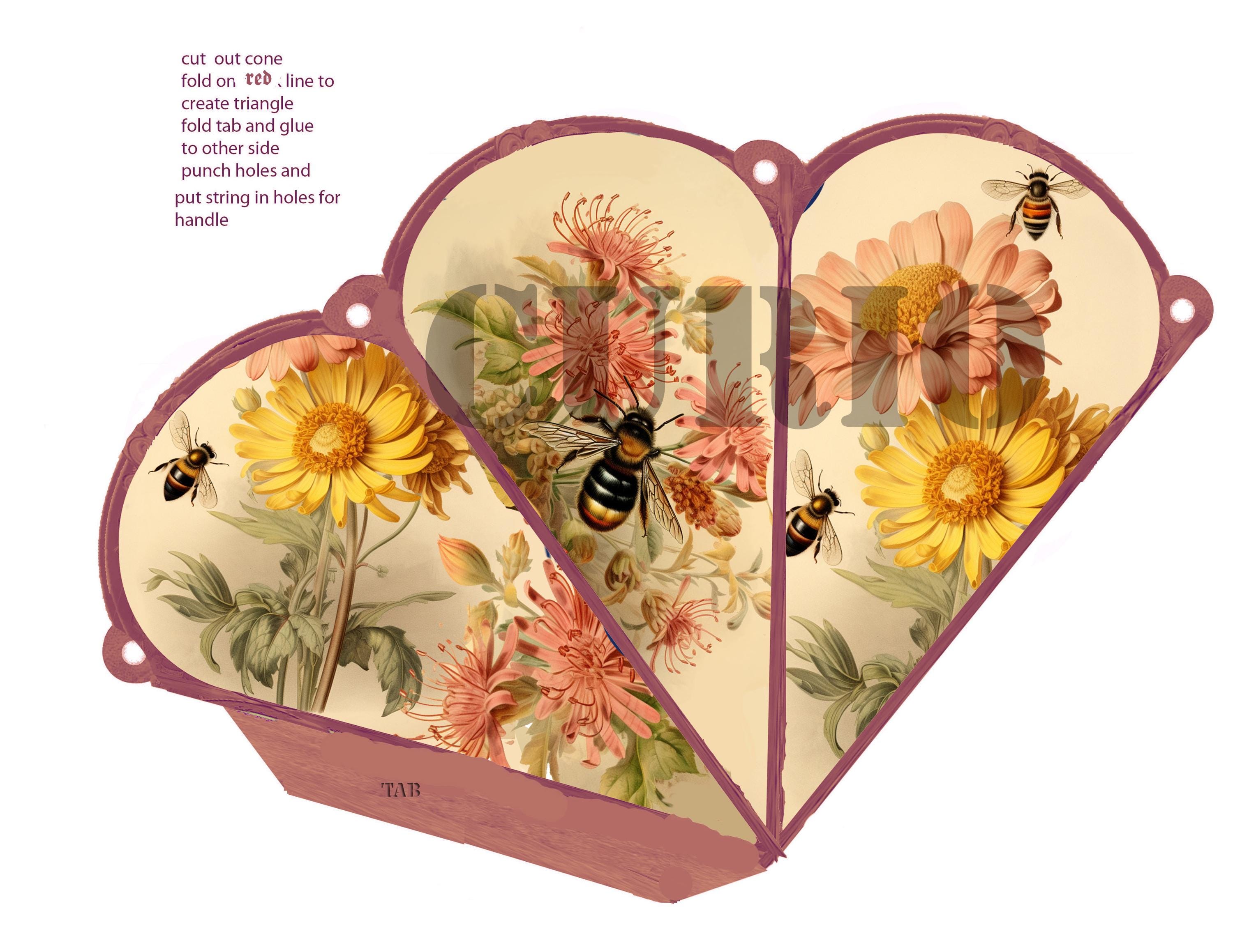 Printable Victorian Botanical Cones Gifts for Candies Rich Victorian ...