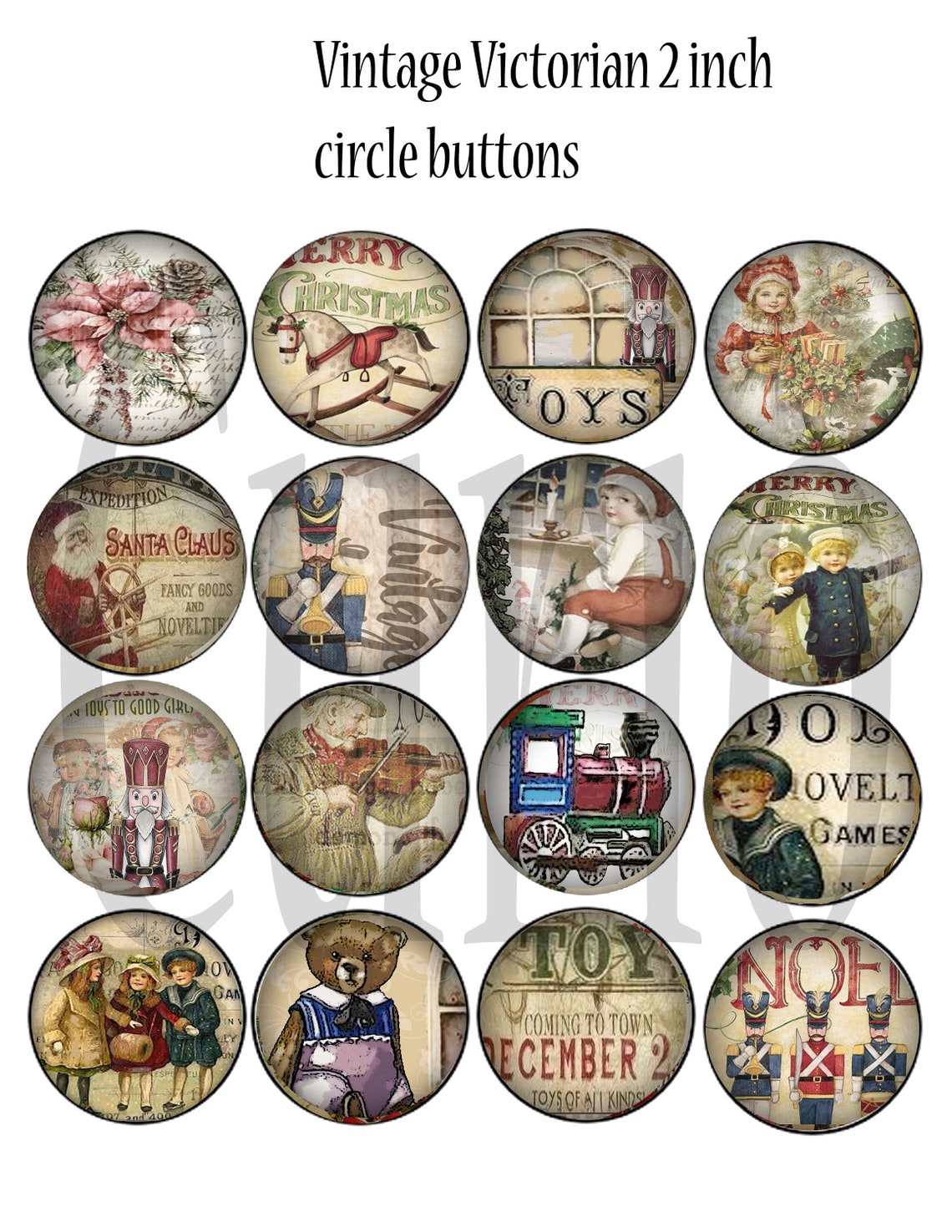 Printable Vintage Victorian Christmas Circles 2inch Diameter 32 ...