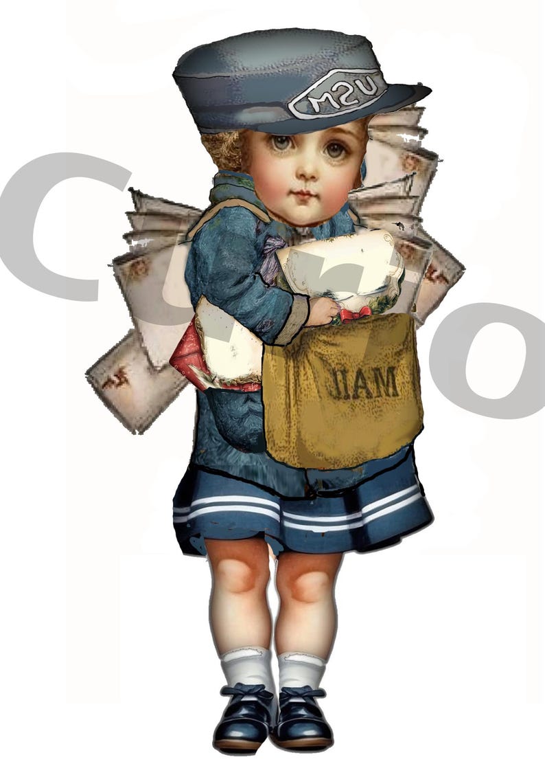 Printable Mail Carrier Paper Dolls, Victorian Ephemera (5x7 Inch Jpeg)n ...