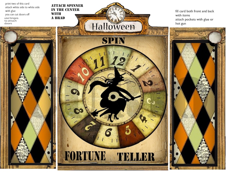 Halloween Fortune Teller Folio Card: Ephemera Game With Pockets (JPEG ...