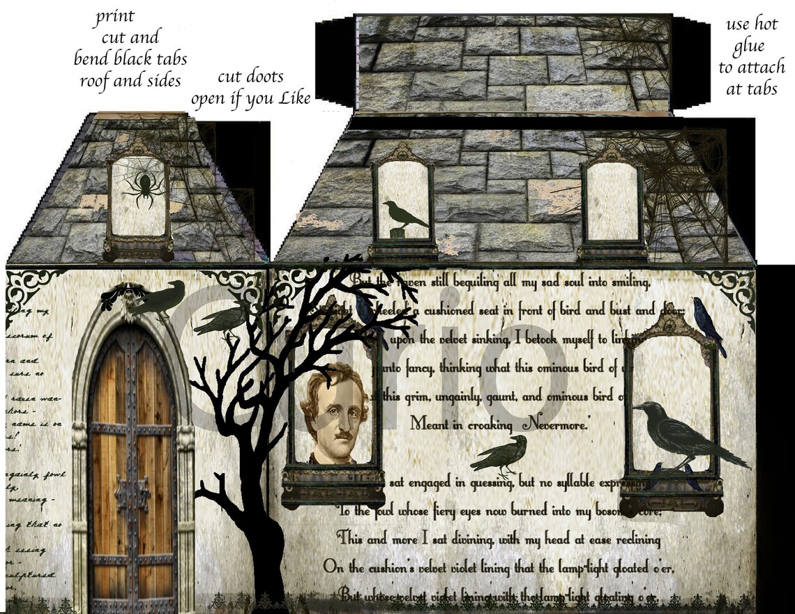 Printable Edgar Allan Poe Haunted House: DIY Halloween Decor (PDF) - Etsy