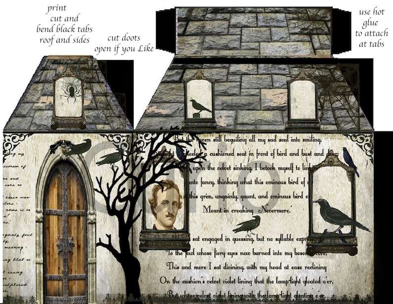 Printable Edgar Allan Poe Haunted House: DIY Halloween Decor (PDF) - Etsy