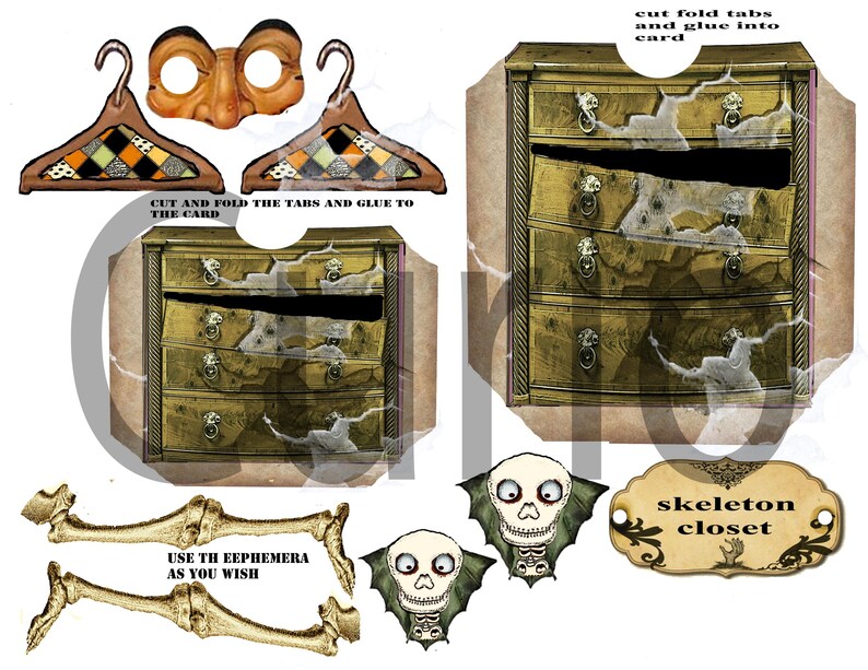 Halloween Mix and Match Skeleton Dolls With Cabinet Card for ...