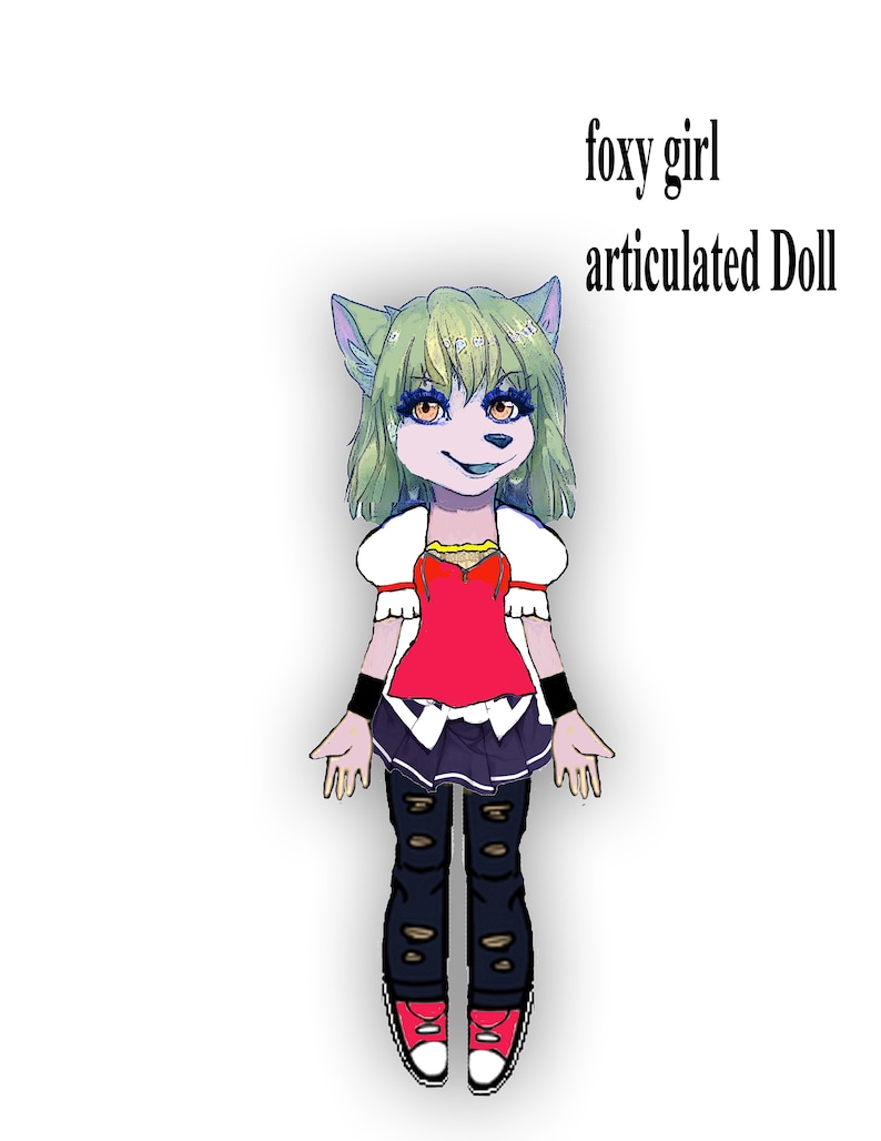 Printable Paper Doll Fox Girl Furry Adopt Articulated Puppet Craft ...