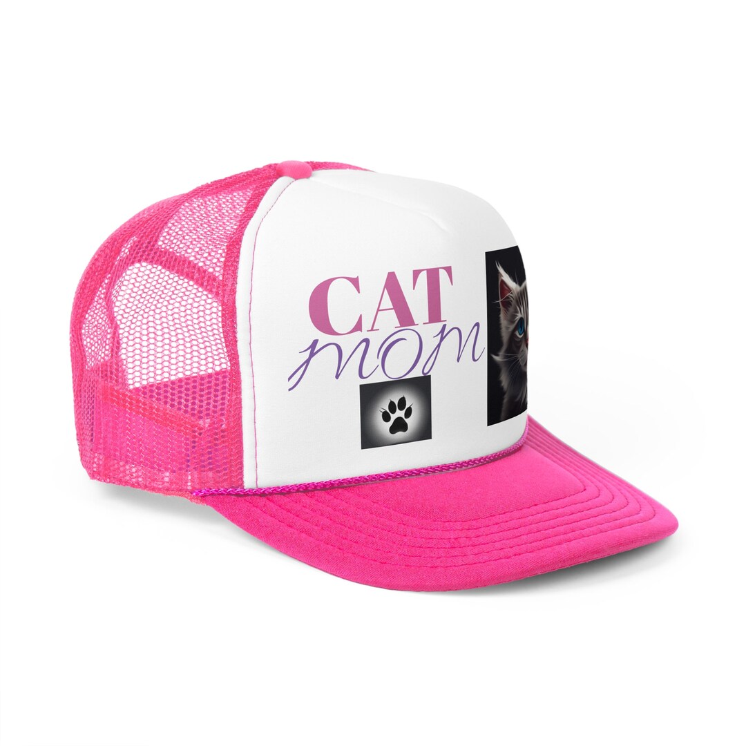 Trucker Caps for Cat Moms Cute Kitten Sits a Top Gift for Mom, Cat ...