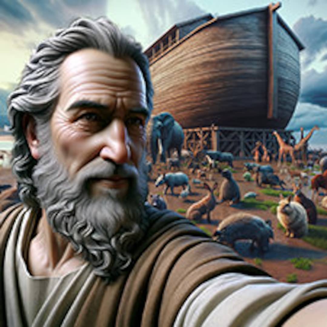 Bible Art - Noah Selfie With the Animals - Etsy