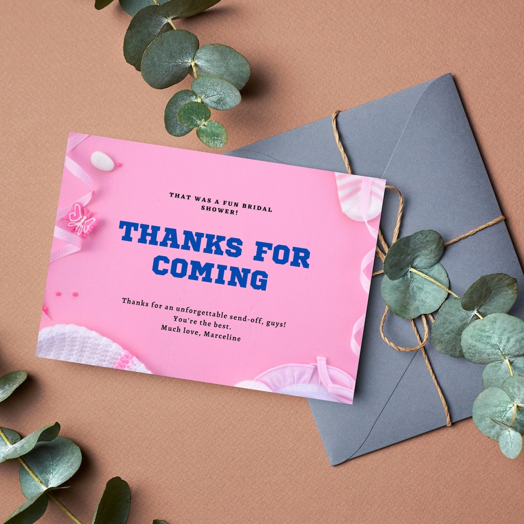 Thank You for Coming Card Template Modern Thank You Card Bridal Shower ...