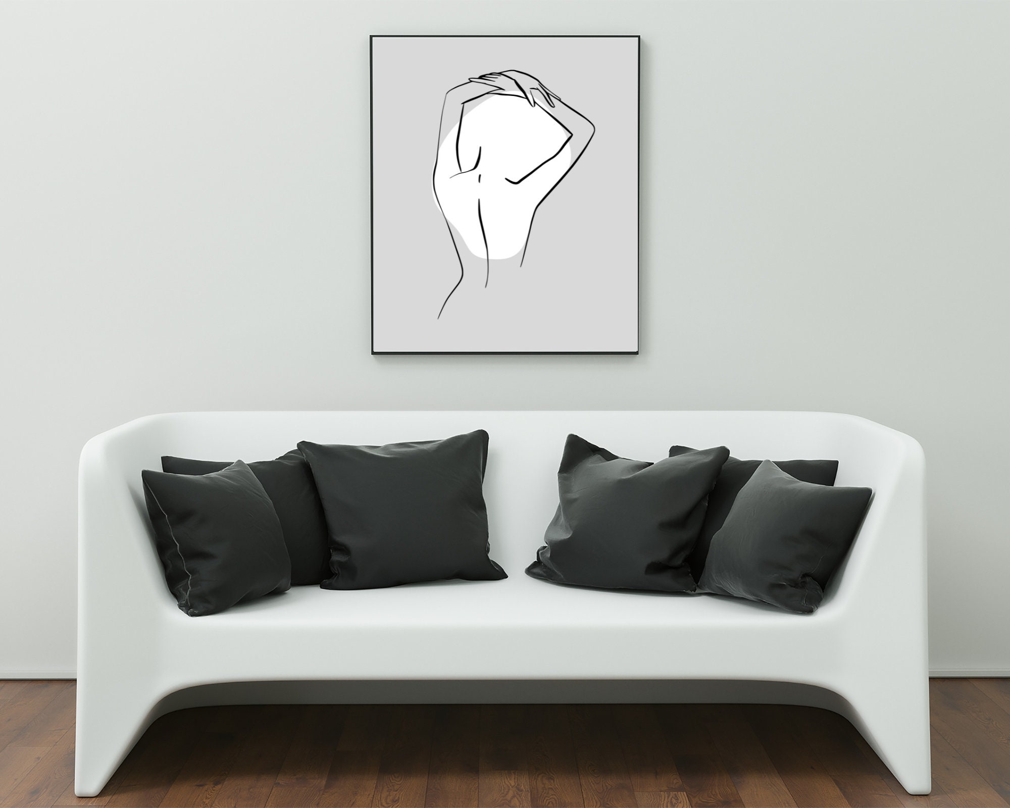 Woman Silhouette Back Drawing Female Art Line Print Minimalist One Line ...
