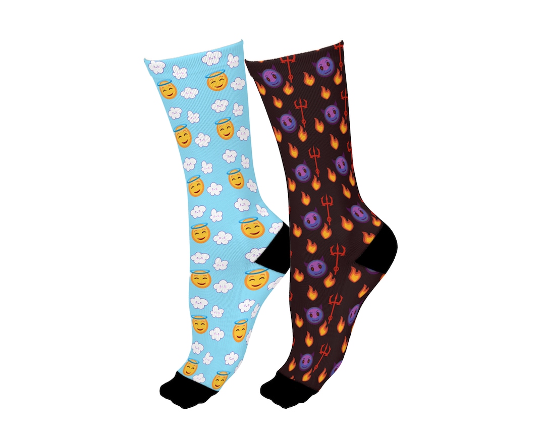 Angel and Devil Socks | Angel Emoji Socks, Devil Emoji, Mismatched ...