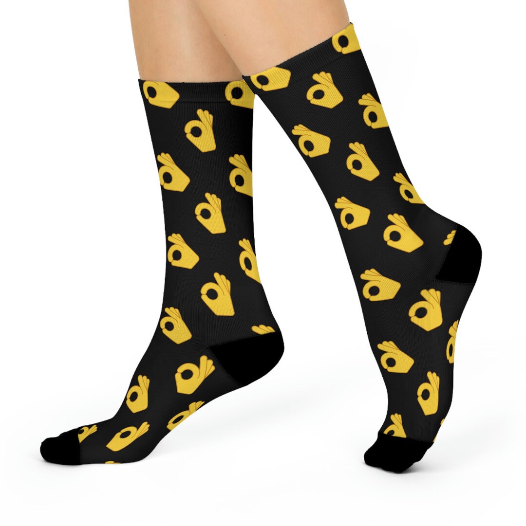 OK Emoji Socks | Okay Gesture Funny Crew Socks | Gift for Friend - Etsy