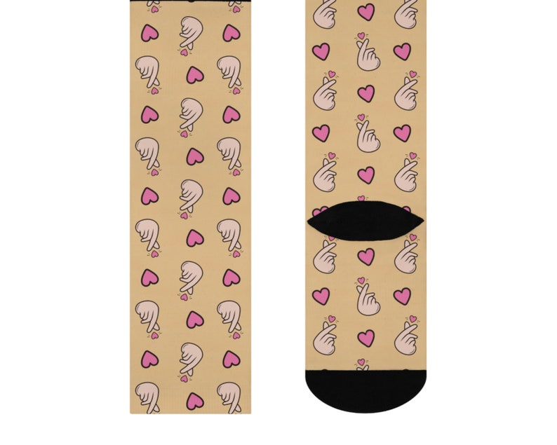 Korean Finger Heart Premium Socks | Fun Novelty Love Sock Gift for Kpop ...
