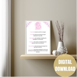Postpartum Positive Affirmation Digital Print Wall Art New Mom Stress ...