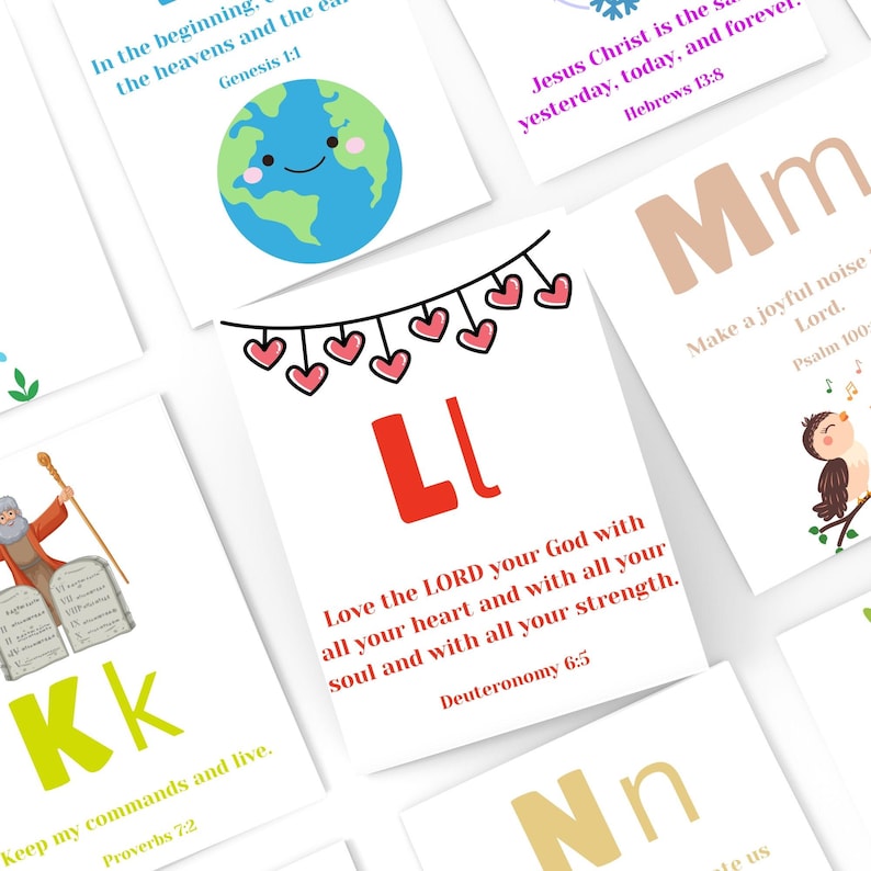 Scripture Flash Cards for Kids in Alphabetical Order, ABC Bible Verse ...