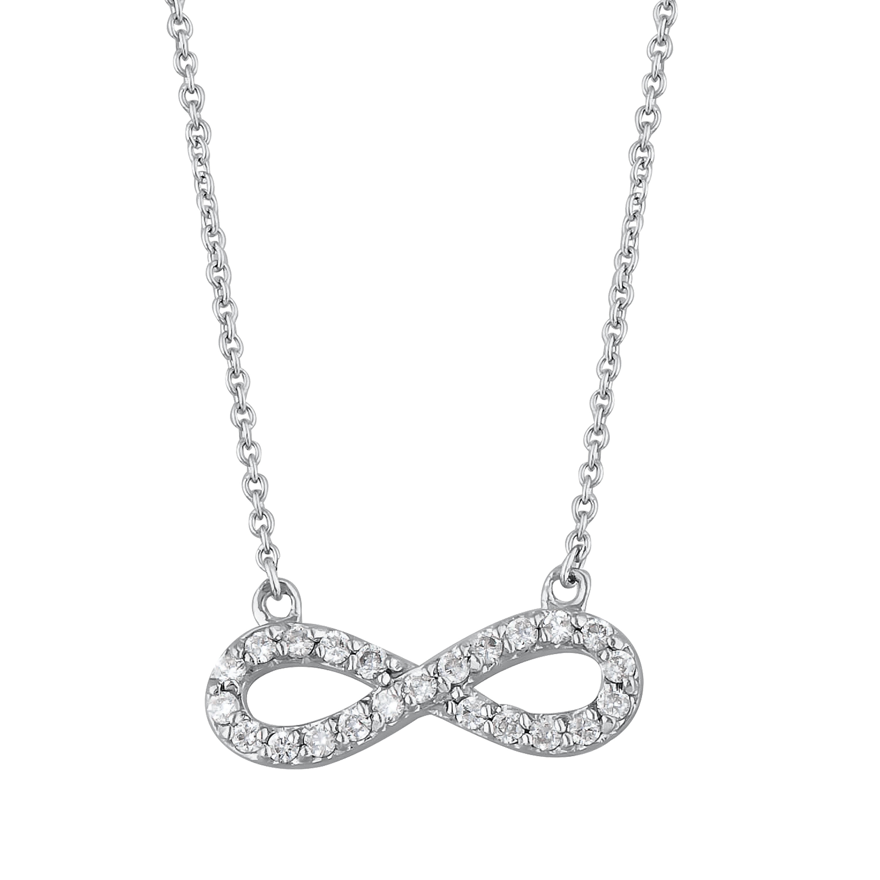 14K White Gold Infinity Symbol Necklace With Diamond Setting - Etsy