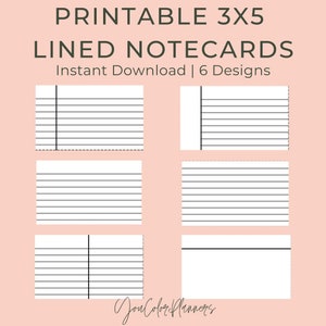 Printable 3x5 Lined Index Cards | Notecards | Flash Cards | Recipe ...