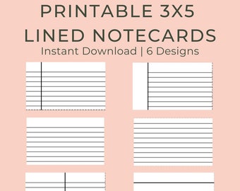 Printable 3x5 Index Cards | Notecards | Flash Cards | Recipe Cards | 6 ...