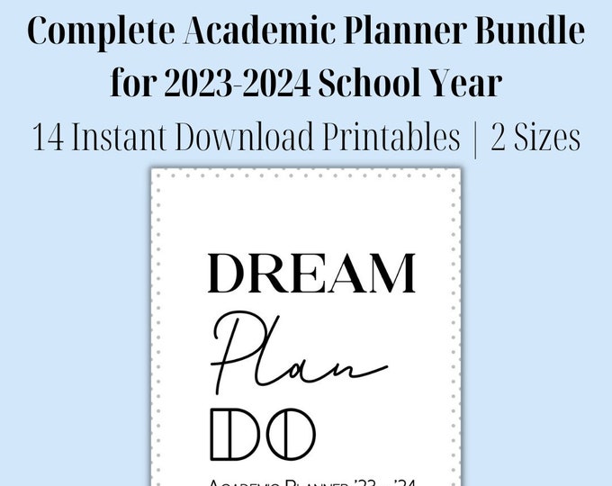 Academic Planner Printable Bundle for July 2023 - June 2024 School Year ...