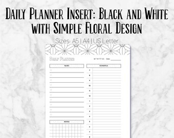 Printable Black and White Daily Planner Insert Bundle With - Etsy