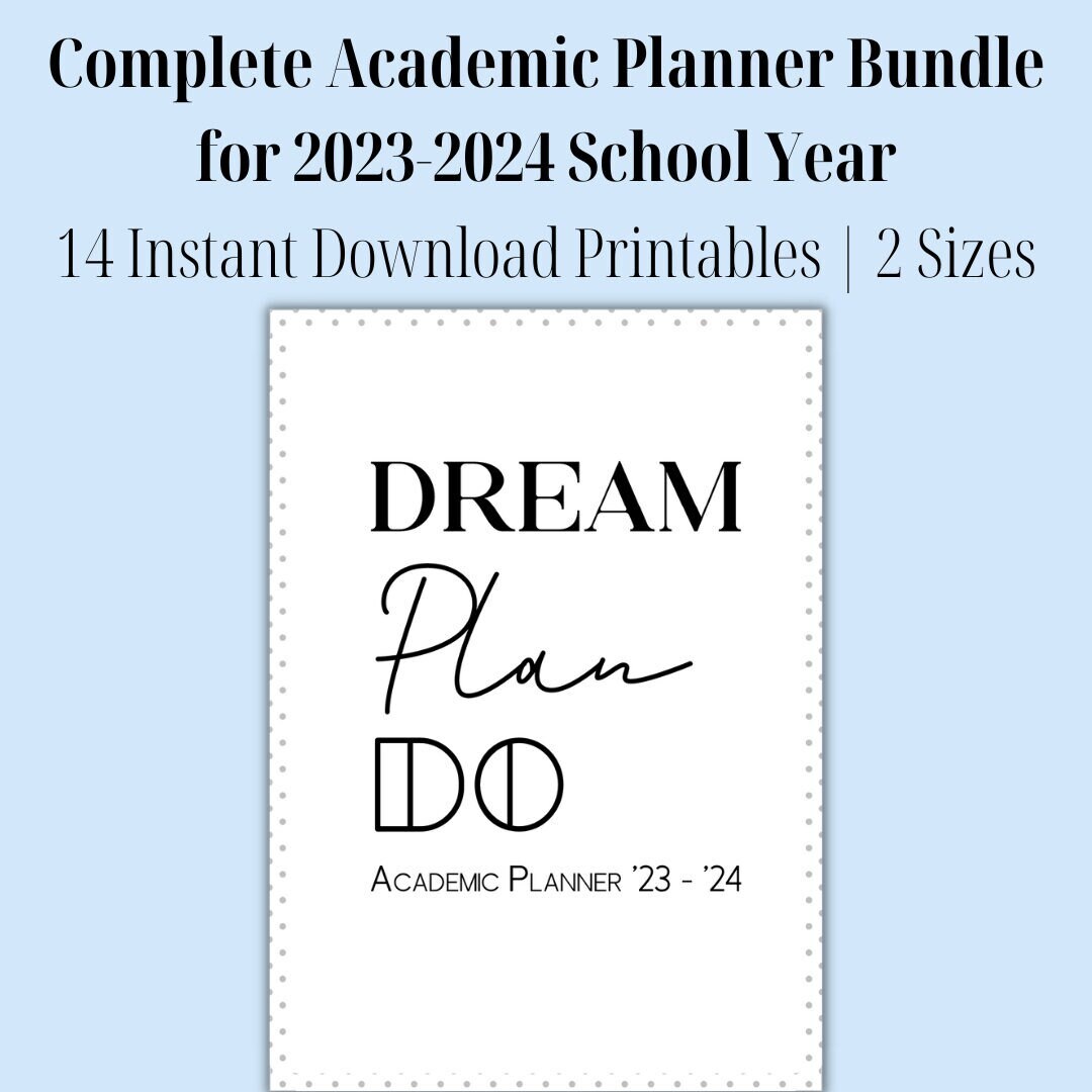 Academic Planner Printable Bundle for July 2023 - June 2024 School Year ...