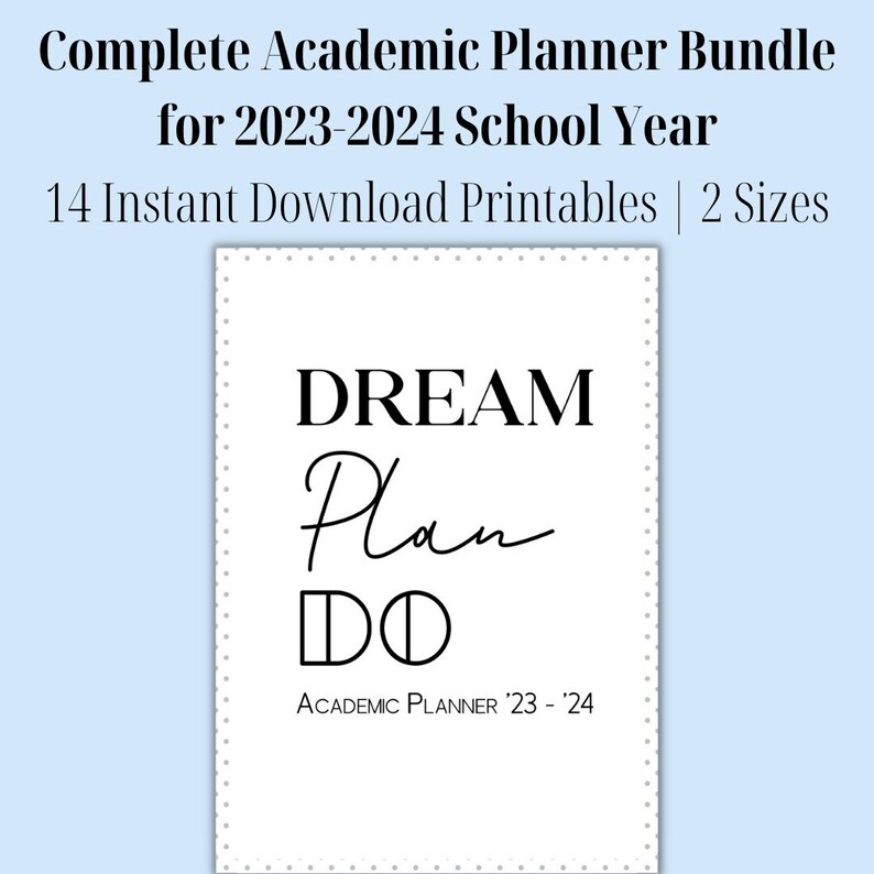Academic Planner Printable Bundle for July 2023 - June 2024 School Year ...
