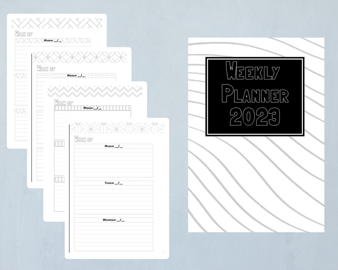 Black and White Undated Weekly and Monthly Printable Planner W ...