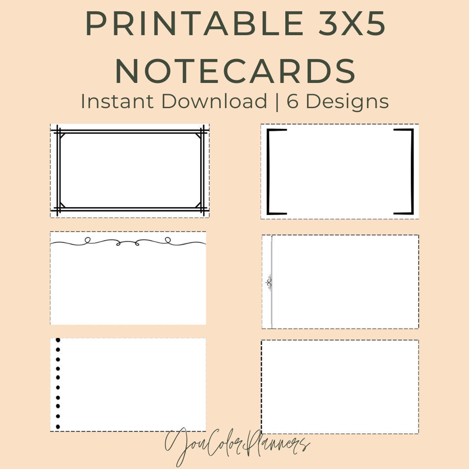 Printable 3x5 Index Cards | Notecards | Flash Cards | Recipe Cards | 6 ...