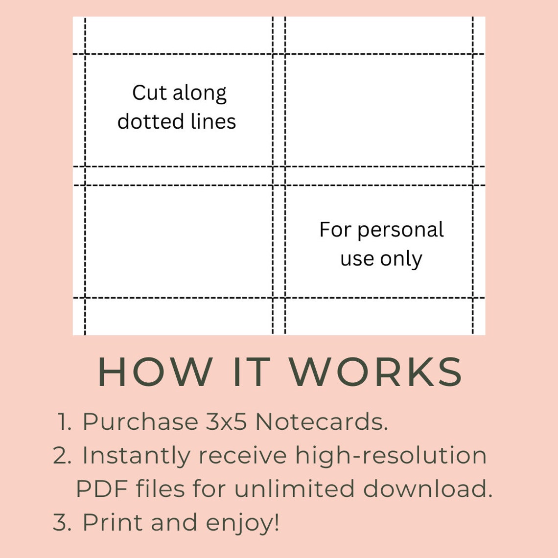 Printable 3x5 Lined Index Cards Notecards Flash Cards Recipe Cards 6 ...