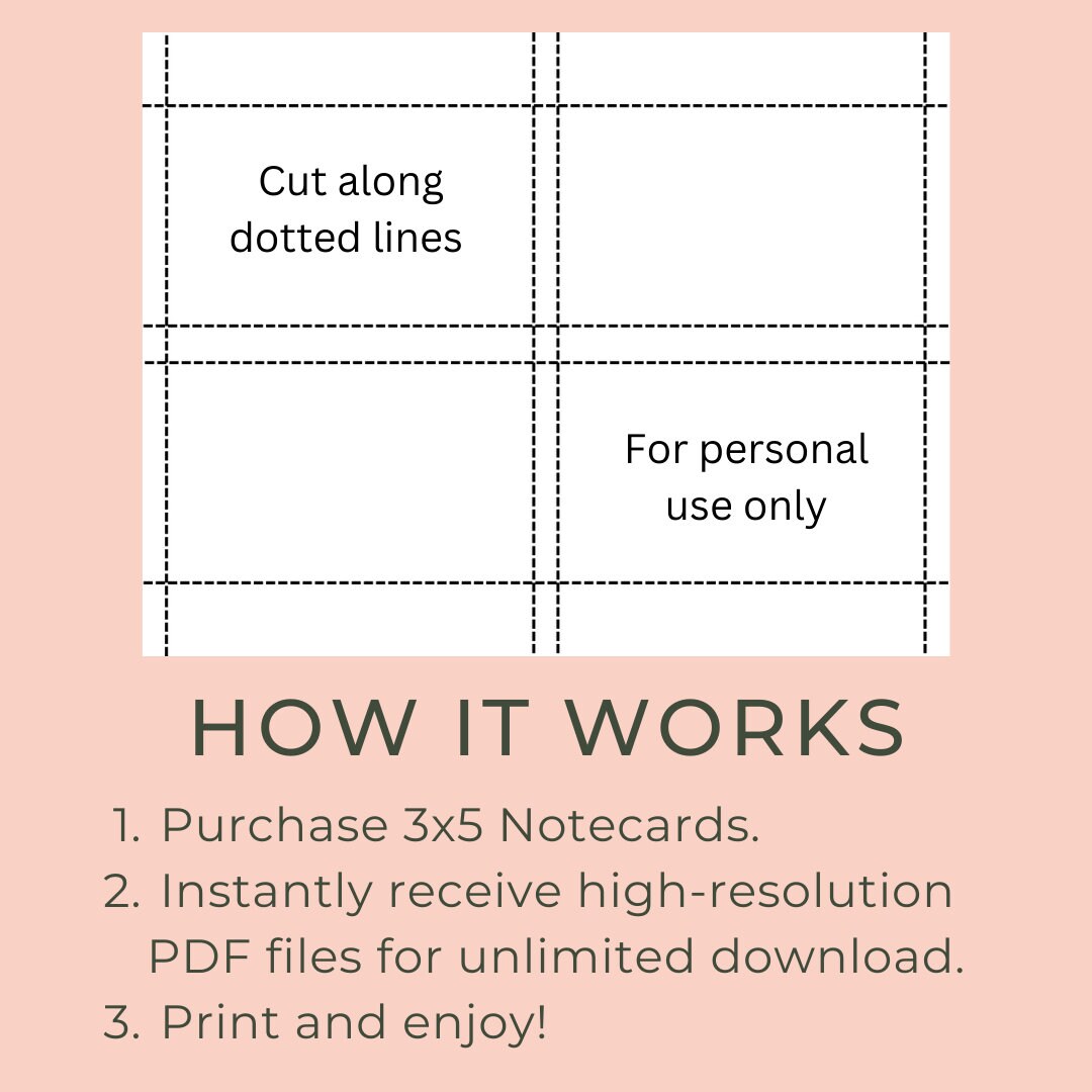 Printable 3x5 Lined Index Cards | Notecards | Flash Cards | Recipe ...