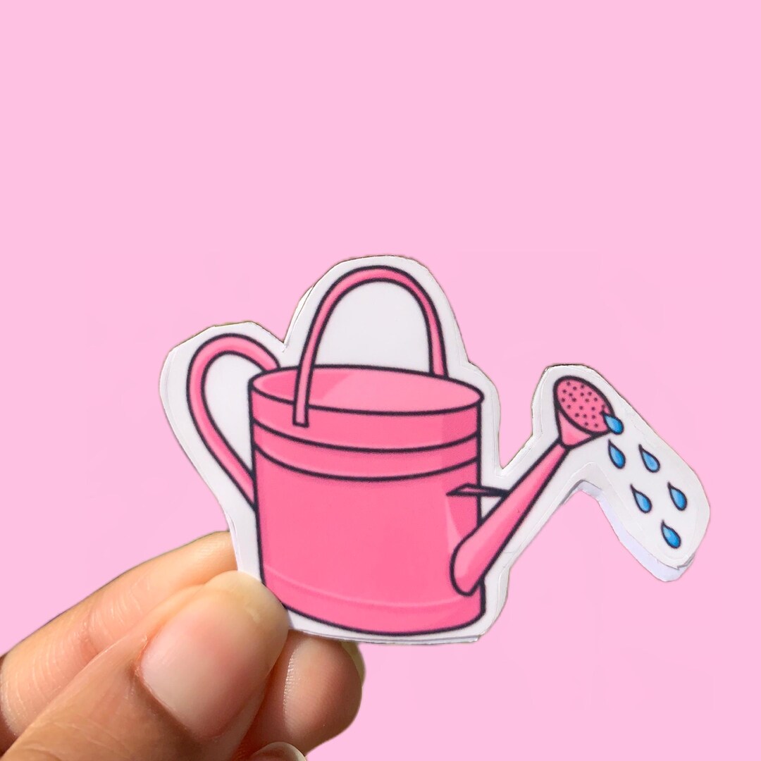 Cute Pink Watering Can Sticker - Etsy