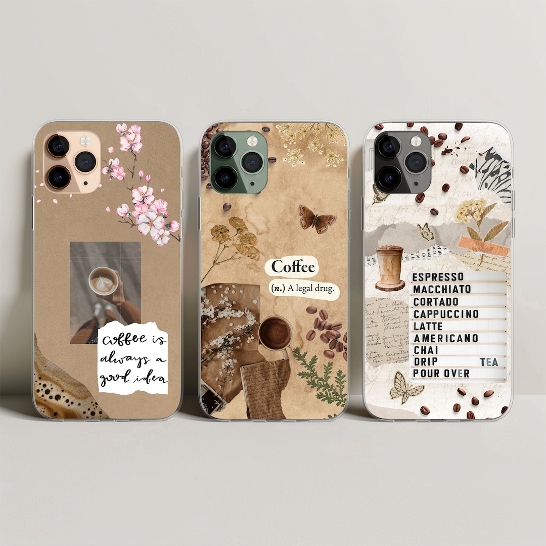 Coffee Phone Case for Caffeine Lovers Collage Cover for iPhone 17 16 15 ...