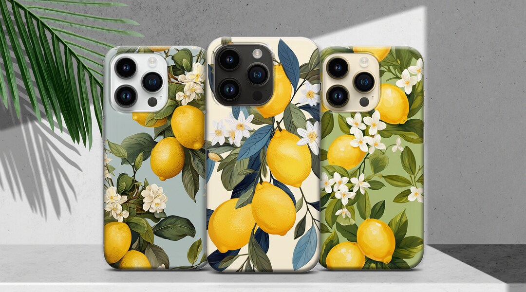 Lemon Phone Case With Citrus Print Cover for iPhone 16 15 14 13 12 11 ...