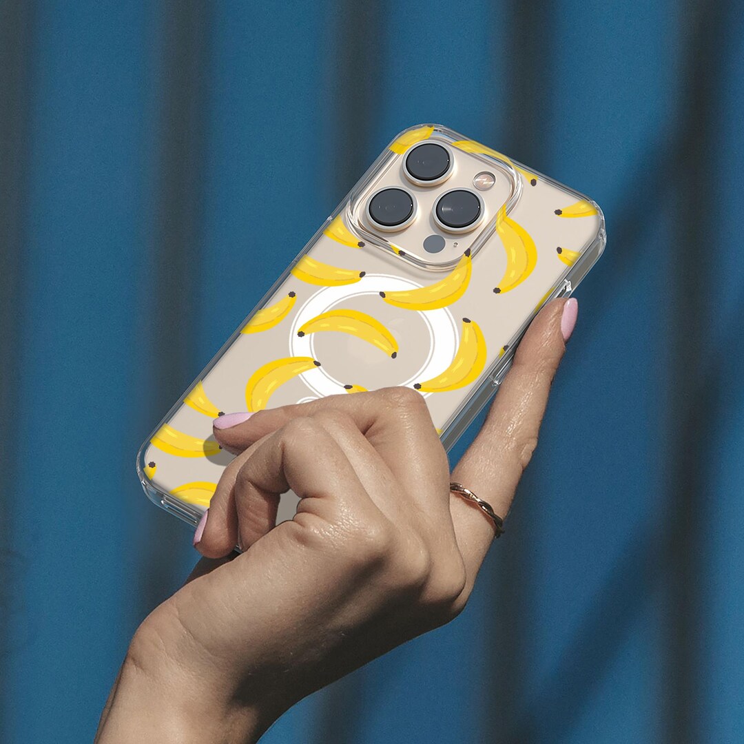 Banana Phone Case, Clear Magsafe Fruit Print Cover for iPhone 17 16 15 ...